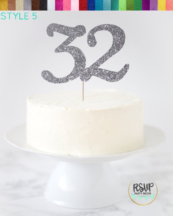 Thirty Two Cake Topper, 32 Cake Topper, Thirtytwo Cake Topper, Thirty ...