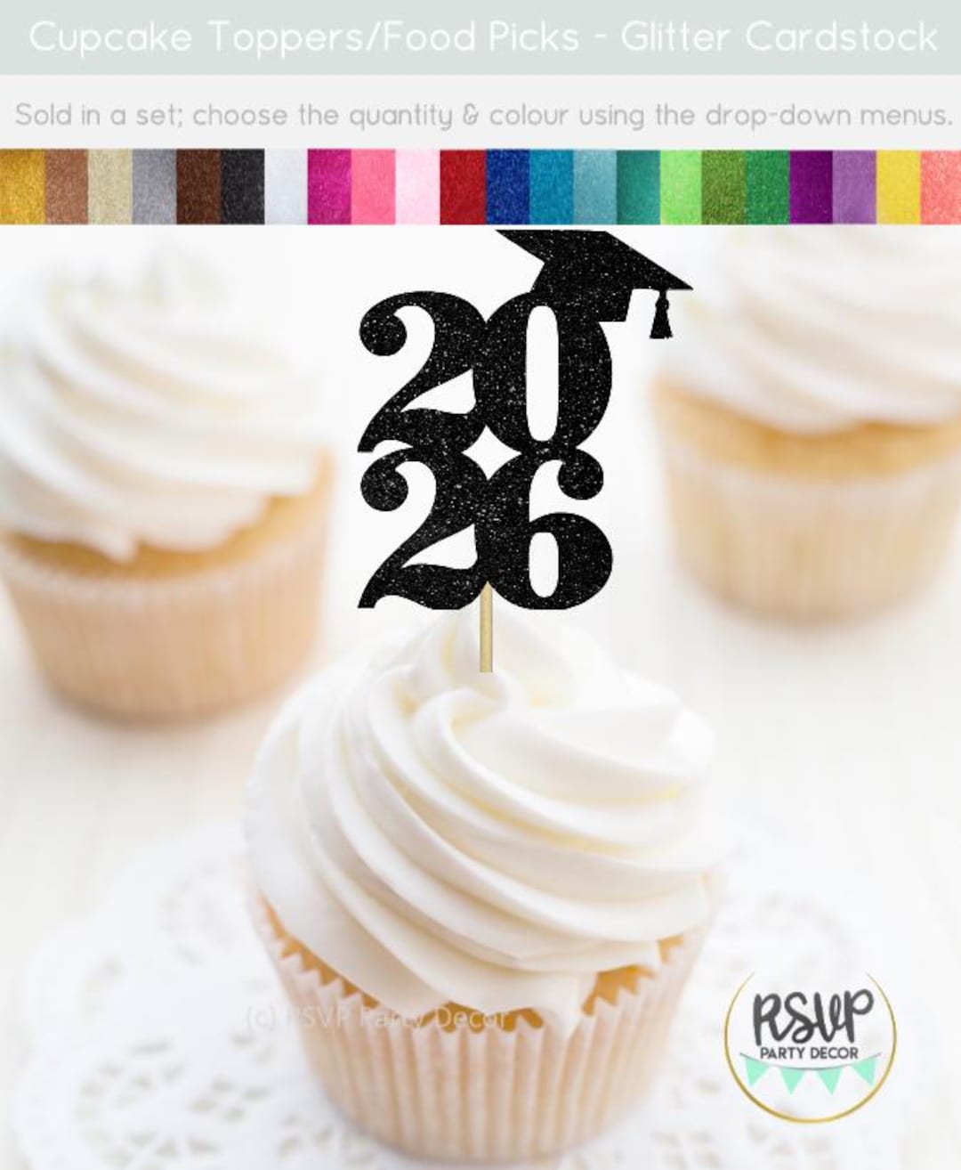 2026 Cupcake Toppers, 2026 Grad Cupcake Toppers, 2026 Graduation Party ...