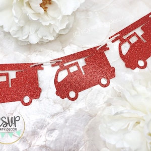 Firetruck Garland, Fire Truck Banner, Fire Fighter Party, Fireman Party ...