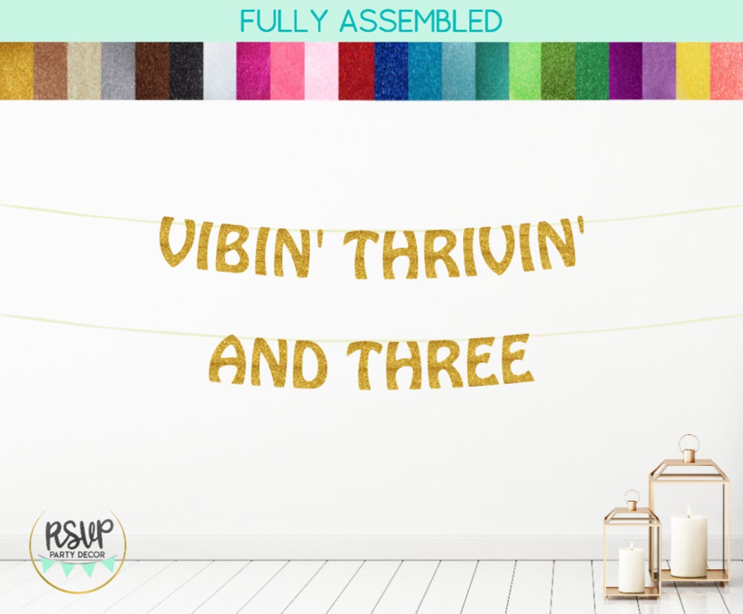 Boho 3rd Birthday Party Decor, Vibin' Thrivin' and Three Banner ...