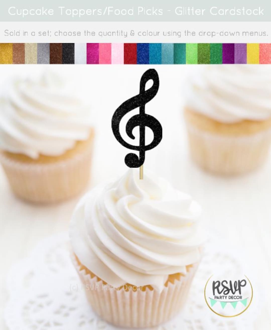 Treble Clef Cupcake Toppers, Music Party Decorations, School Band Party ...