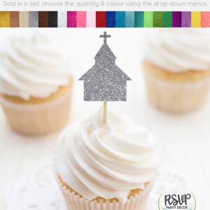 Church Cupcake Toppers, Church Group Party Decorations, Baptism Cupcake ...