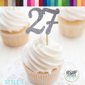 Number 27 Cupcake Toppers, Twenty Seven Food Picks, 27th Birthday ...