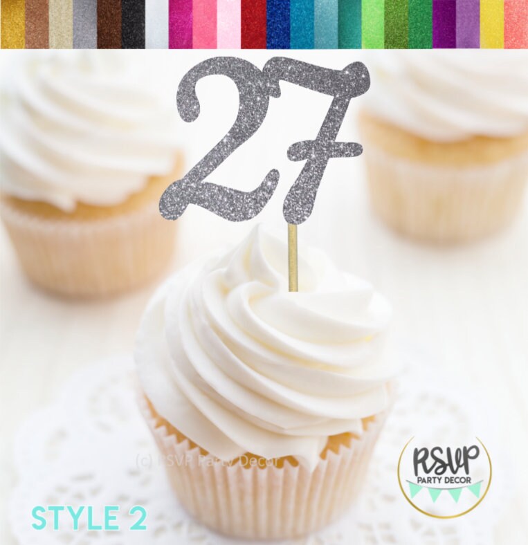 Number 27 Cupcake Toppers Twenty Seven Food Picks 27th - Etsy