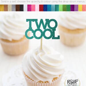 Two Cool Cupcake Toppers, Two Cool Party Decorations, 2nd Birthday ...