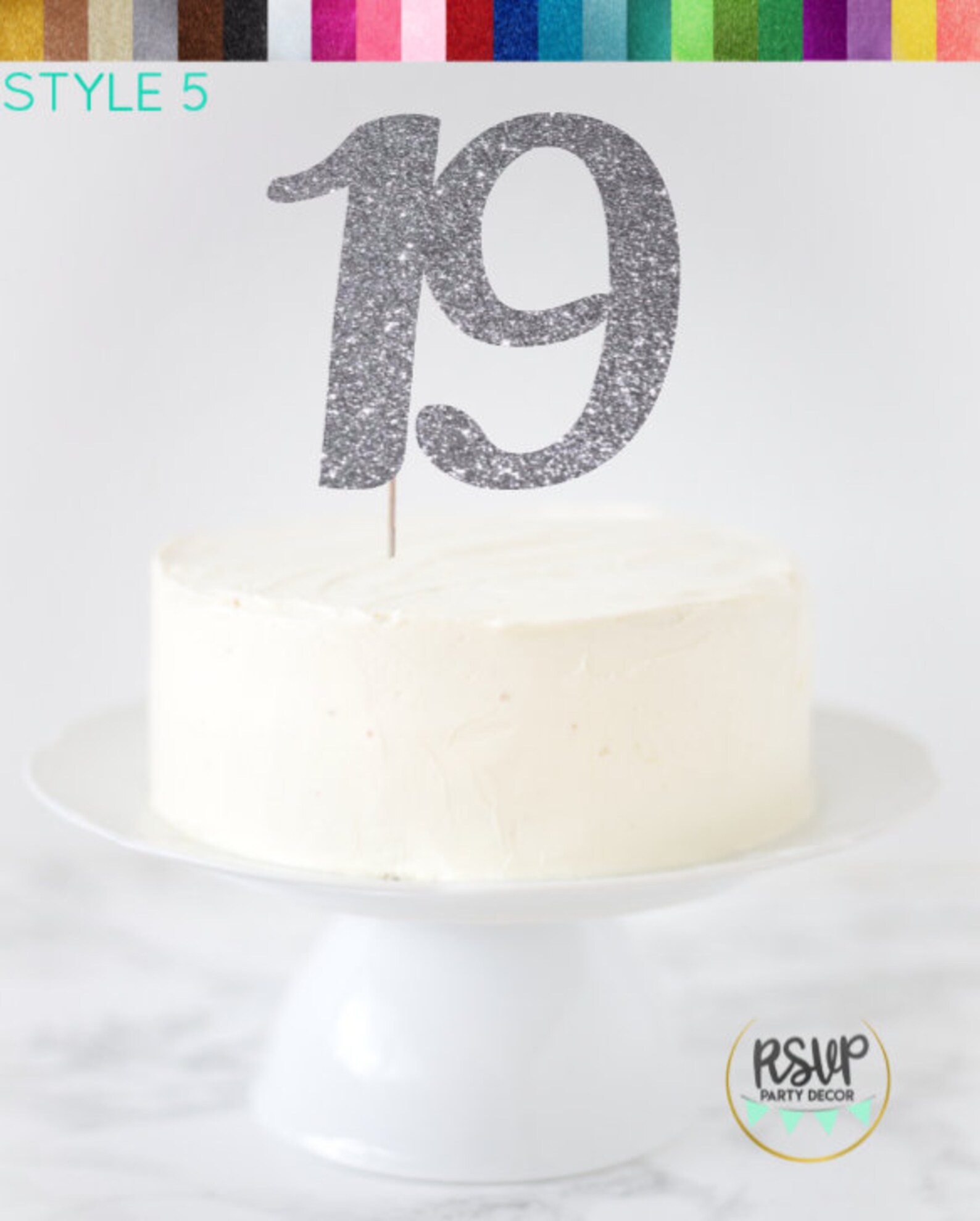 Nineteen Topper, 19 Cake Topper, Happy 19th Cake Topper, 19th Birthday ...
