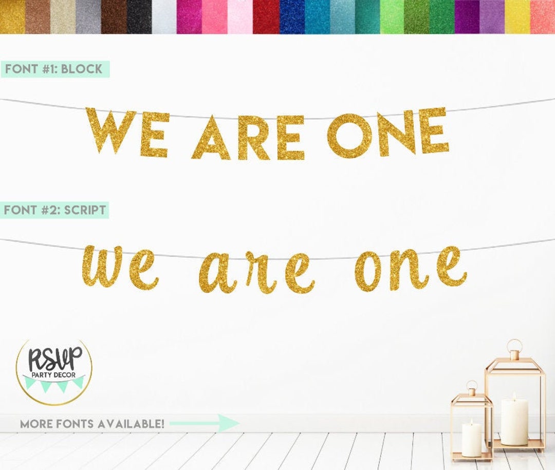 We Are One Banner, Glitter We Are One Sign, Twins' First Birthday, Twin ...