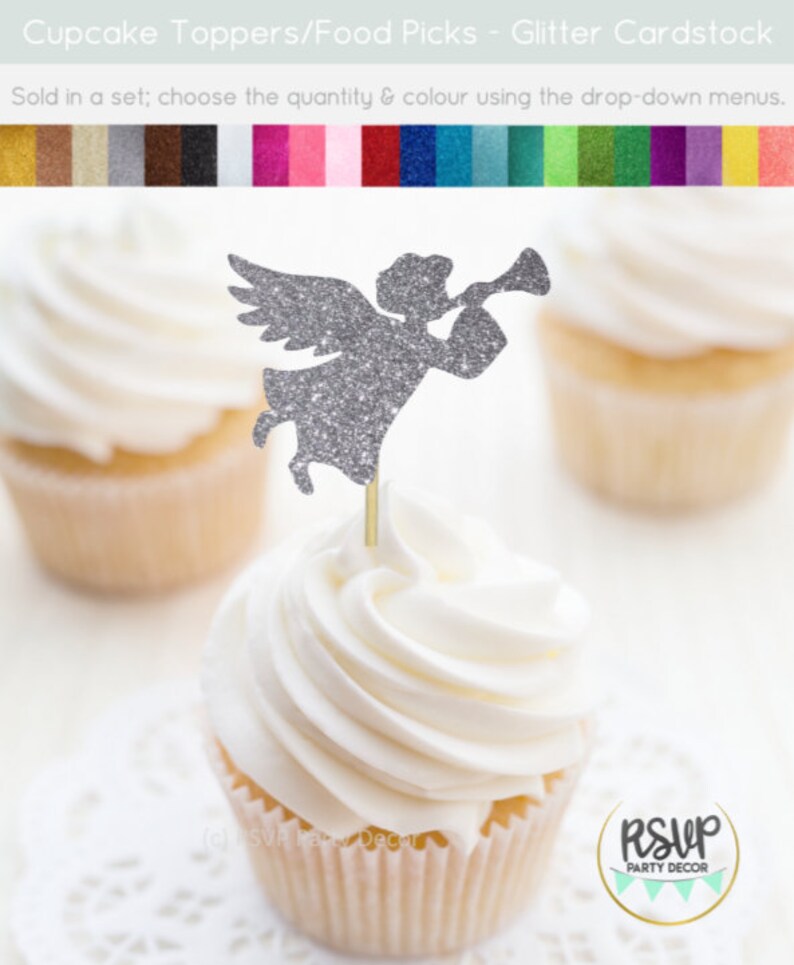 Angel Cupcake Toppers Angel Food Picks Christmas Party - Etsy