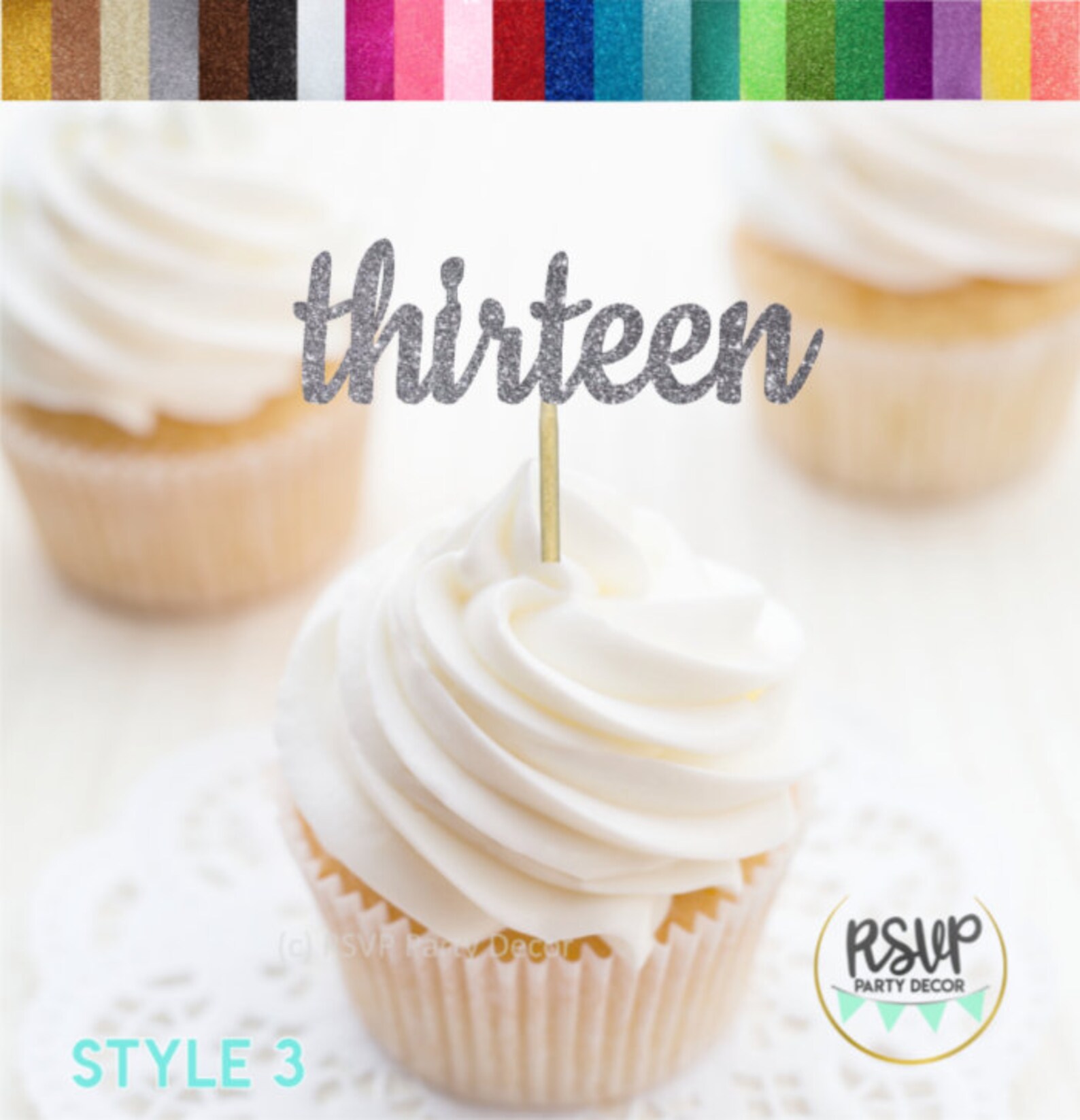 Number 13 Cupcake Toppers, Thirteen Food Picks, 13th Birthday ...