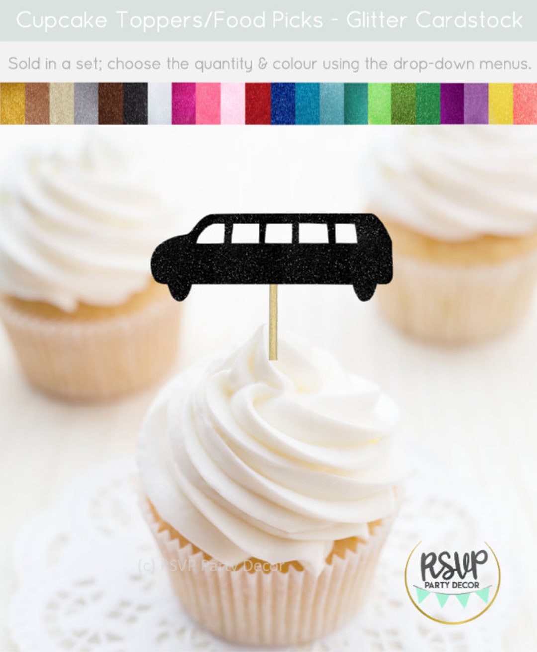 Limo Cupcake Toppers, Prom Decorations, Prom Party Decor, High School ...