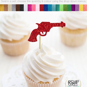 Pistol Cupcake Toppers, Gun Cupcake Toppers, Pistols or Pearls Gender ...