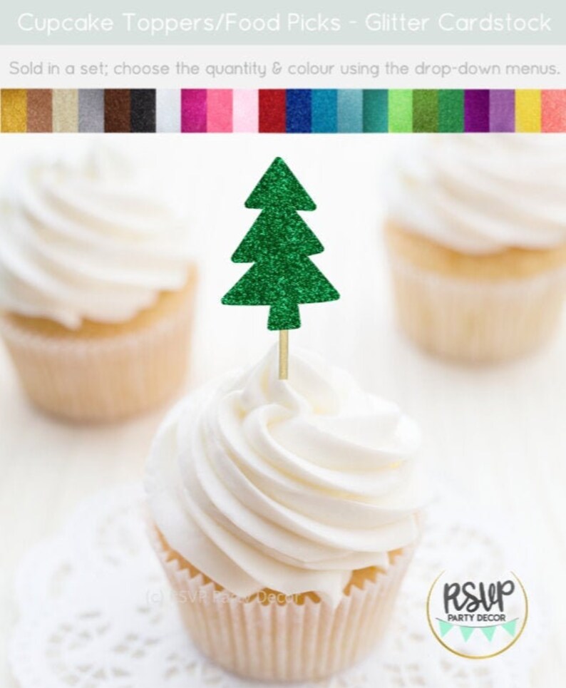 Pine Tree Cupcake Toppers, Forest Toothpicks, Forest Party Decorations ...