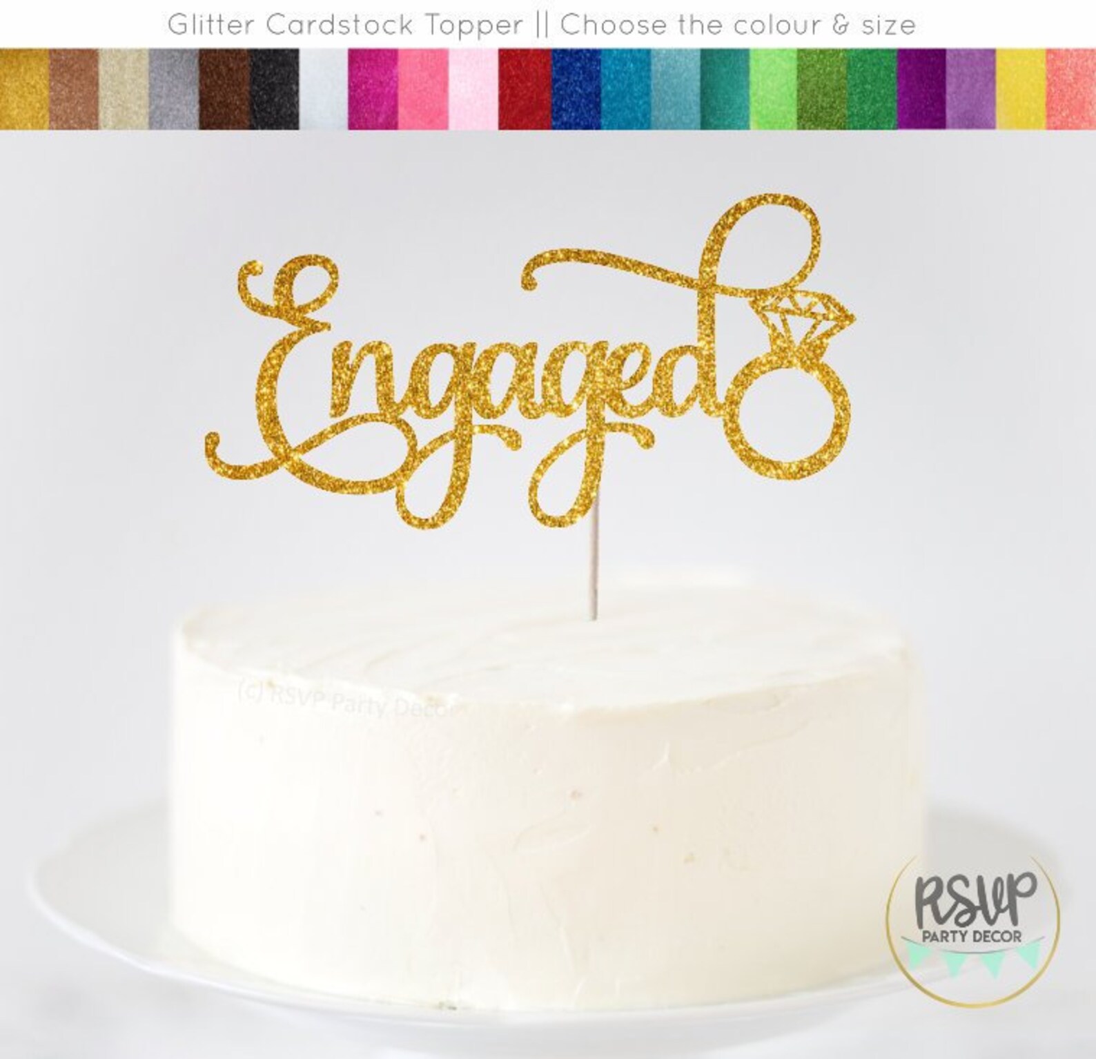 Engaged Cake Topper Engagement Party Cake Topper Engaged | Etsy