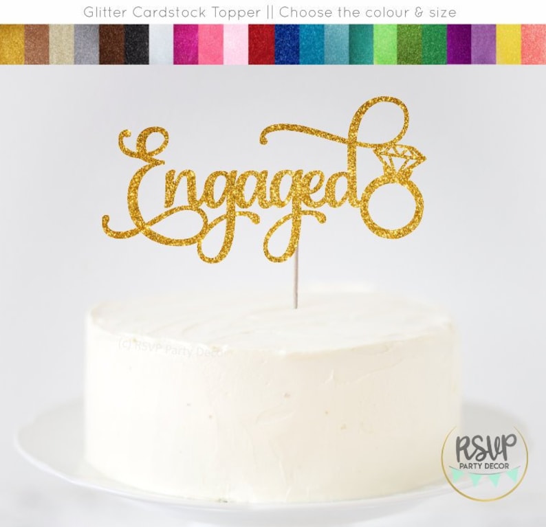 Engaged Cake Topper Engagement Party Cake Topper Engaged | Etsy