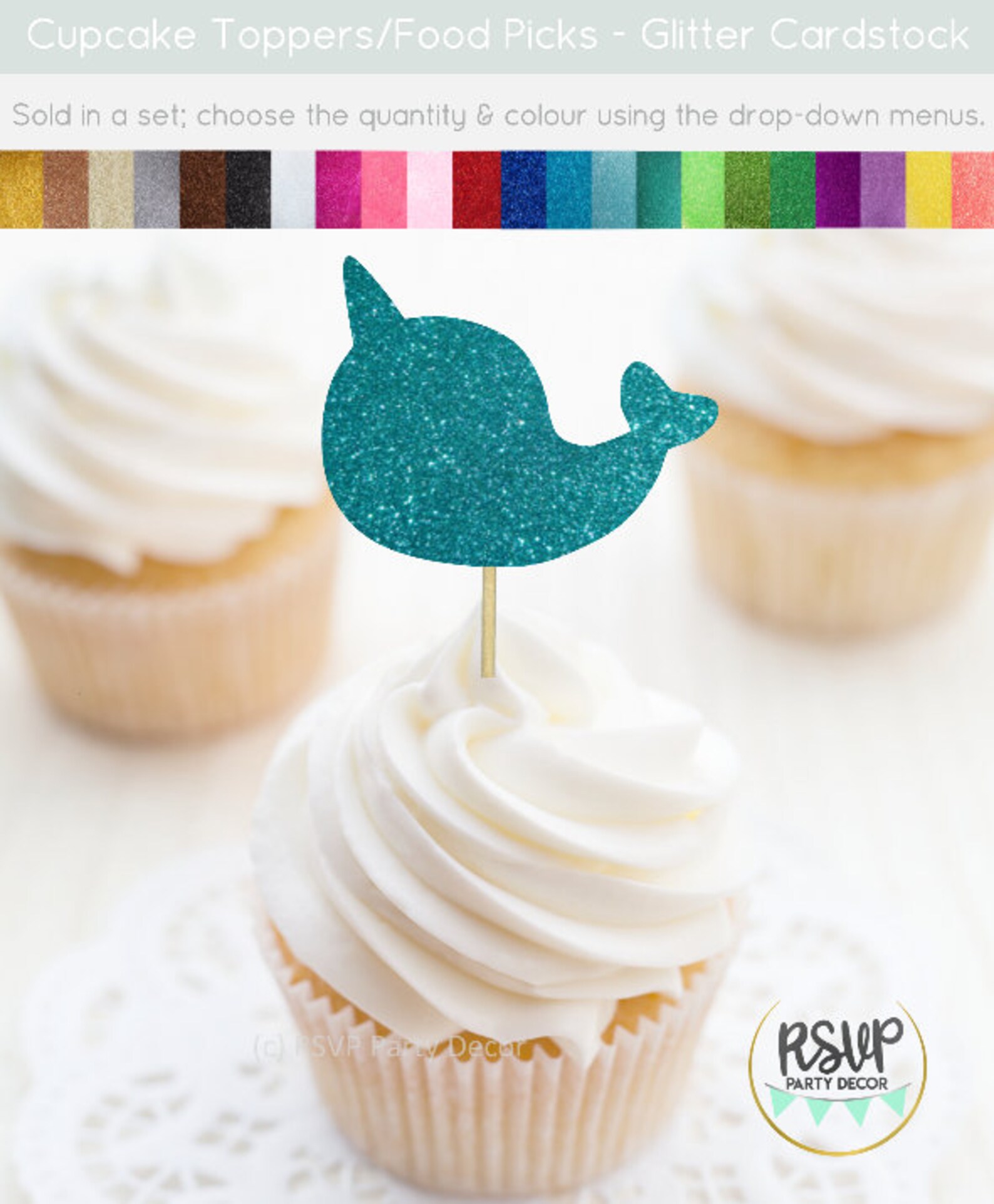 Narwhal Cupcake Toppers Narwhal Food Picks Narwhal Party - Etsy Canada