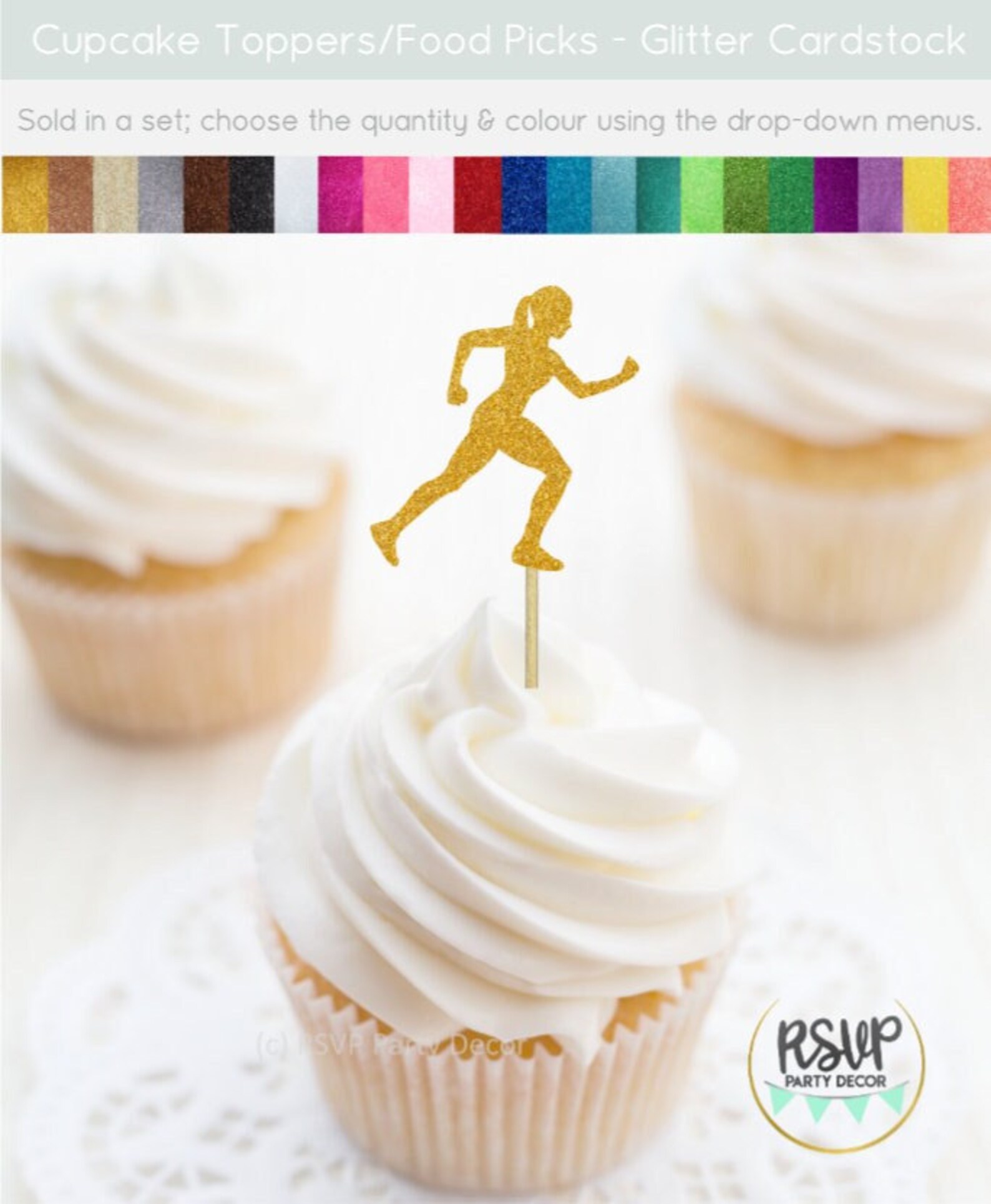 Female Running Cupcake Toppers Runner Party Decorations - Etsy