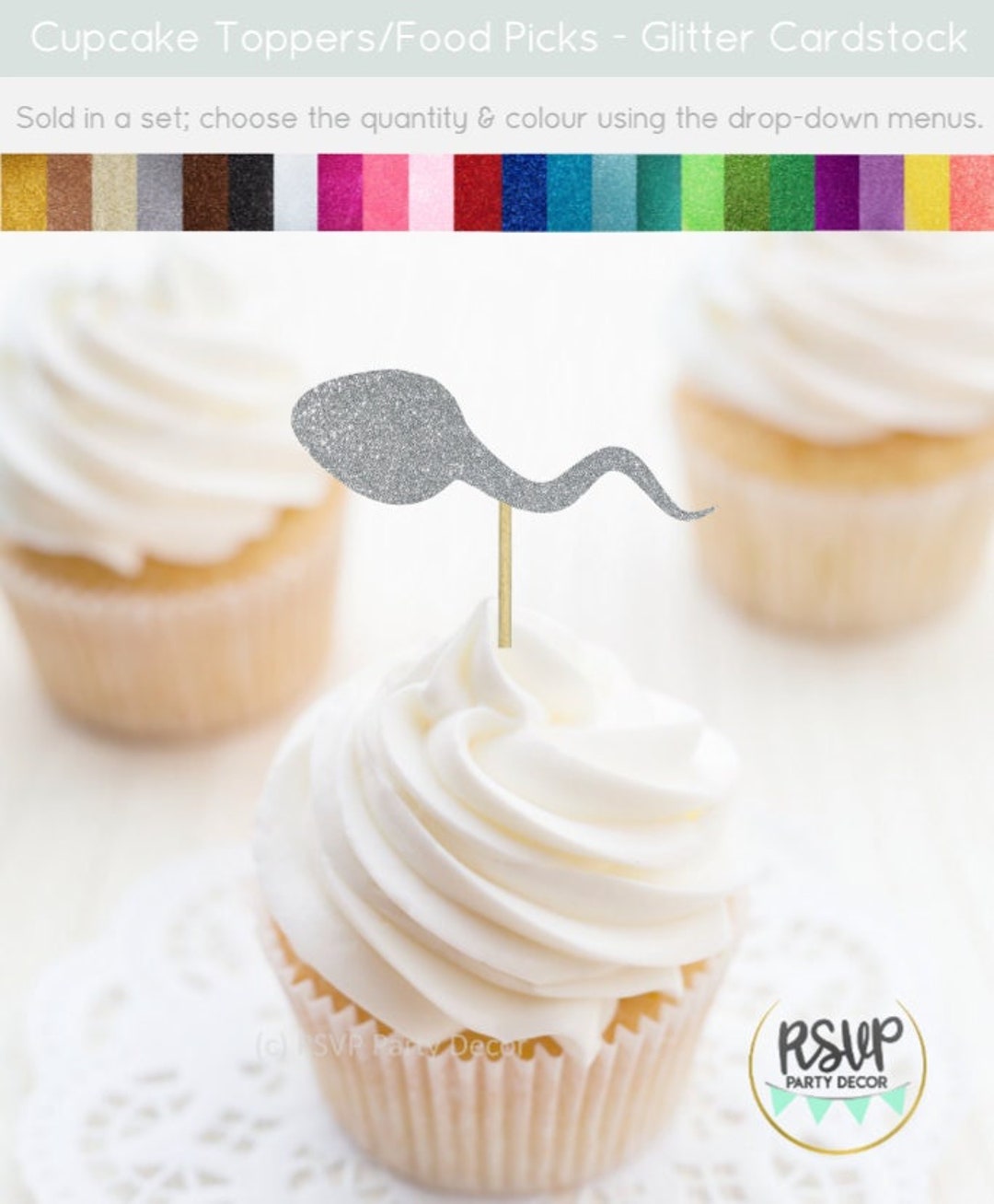 Sperm Cupcake Toppers Naughty Bachelorette Cupcake Toppers Funny