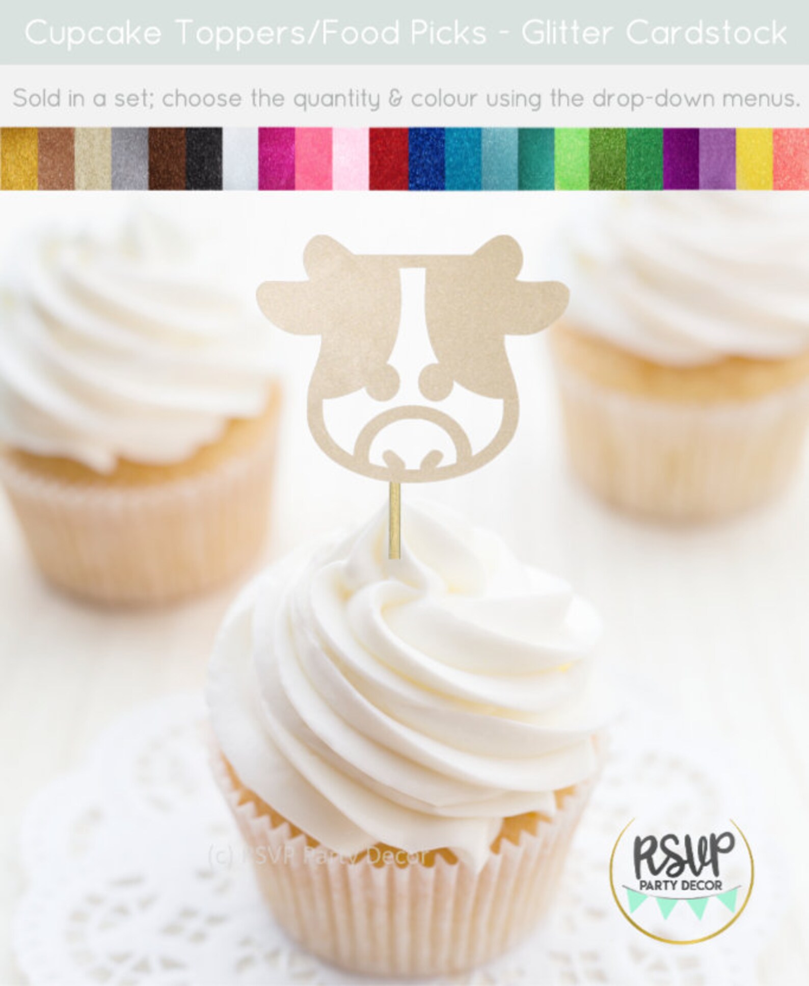 Cow Face Cupcake Toppers, Cow Party Decor, Farm Party Decorations, Holy ...