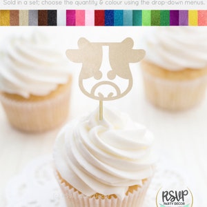 Cow Face Cupcake Toppers, Cow Party Decor, Farm Party Decorations, Holy ...
