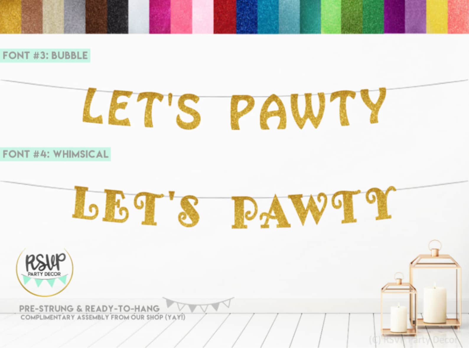 Let's Pawty Banner Dog Birthday Party Decor Dog Birthday - Etsy