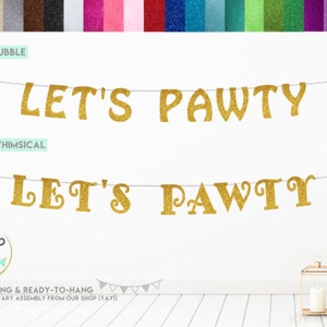 Let's Pawty Banner, Dog Birthday Party Decor, Dog Birthday Banner ...