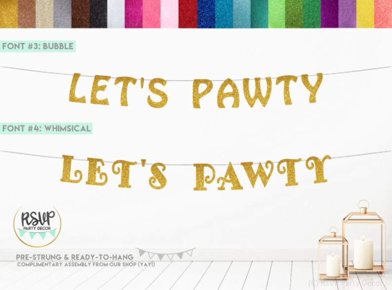 Let's Pawty Banner Dog Birthday Party Decor Dog Birthday | Etsy