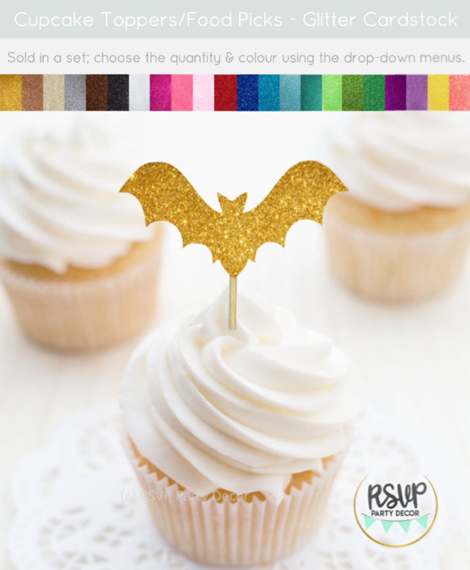 Bat Cupcake Toppers Halloween Cupcake Toppers Halloween | Etsy