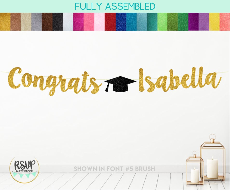 Custom Congrats Graduation Banner, Happy Graduation Name Banner ...