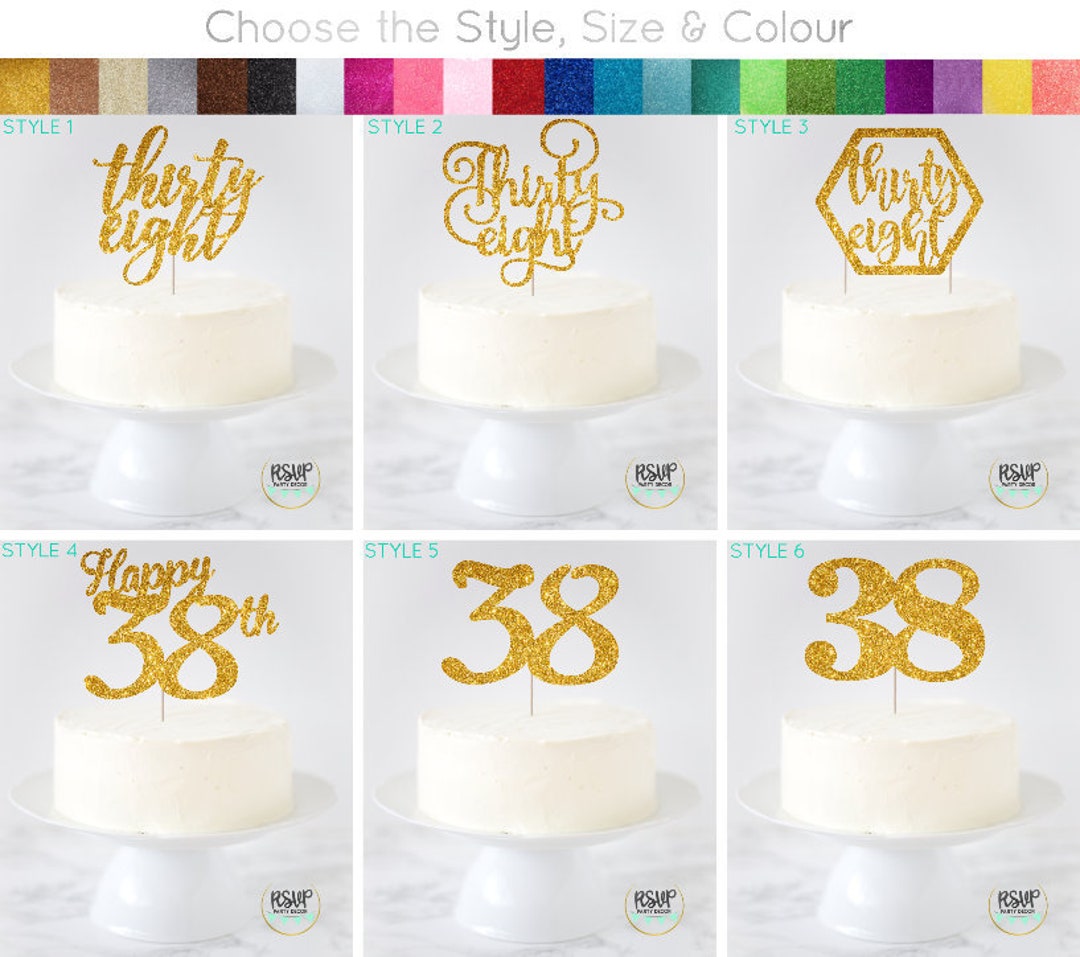 Thirty Eight Cake Topper, 38 Cake Topper, Thirtyeight Cake Topper ...