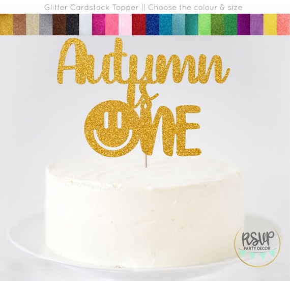 Custom Smiley Face One Cake Topper, Groovy 1st Birthday Food Picks ...