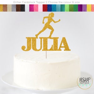 Custom Running Woman Cake Topper, Runner Birthday Party Decorations ...