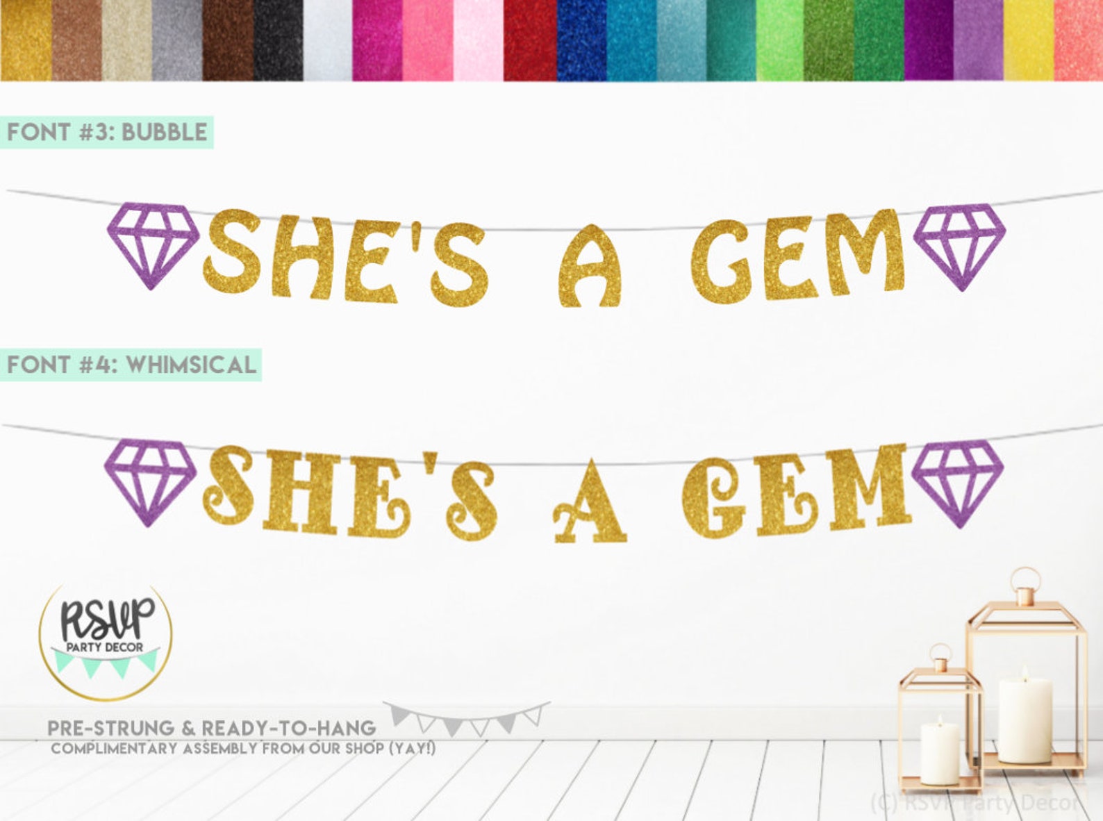 She's a Gem Banner, Gemstone Bridal Shower Banner, Amethyst Party ...