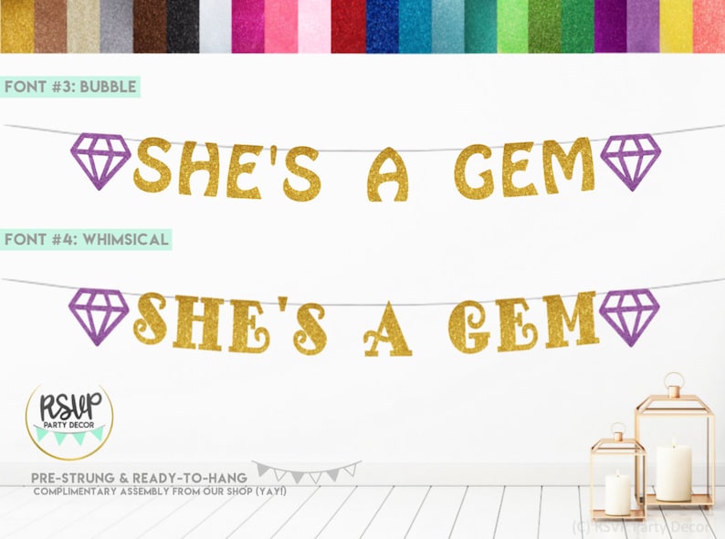 She's a Gem Banner Gemstone Bridal Shower Banner | Etsy