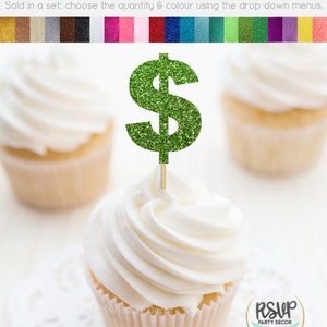 Dollar Sign Cupcake Toppers, Money Cupcake Toppers, Dollar Food Picks ...