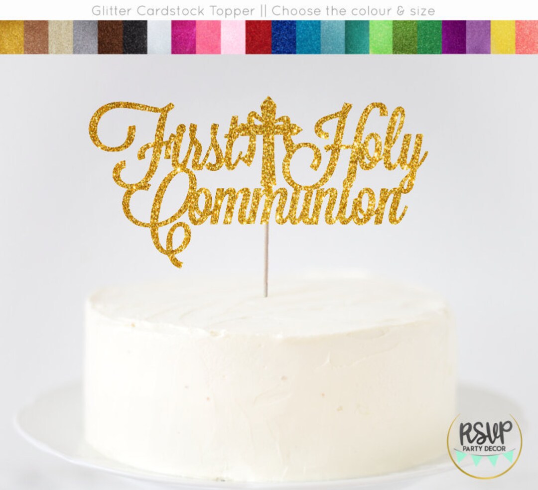 First Holy Communion Cake Topper With Cross, Holy Communion Cake Topper ...