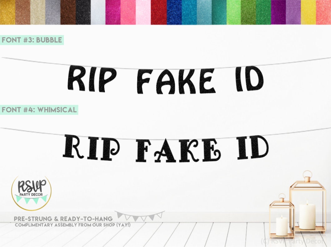 RIP Fake ID Banner Finally Legal Banner 21st Birthday Party - Etsy Canada