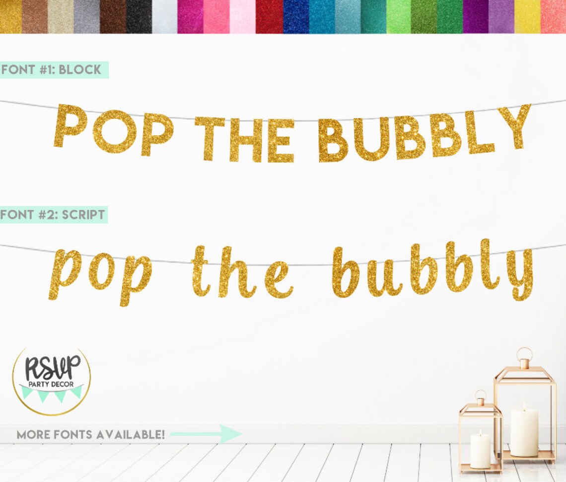 Pop the Bubbly Banner, Pop the Bubbly Sign, Mimosa Bar Banner, Mimosa ...