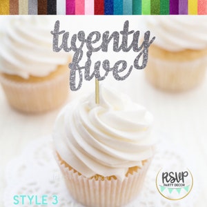 Number 25 Cupcake Toppers, Twenty Five Food Picks, 25th Birthday ...