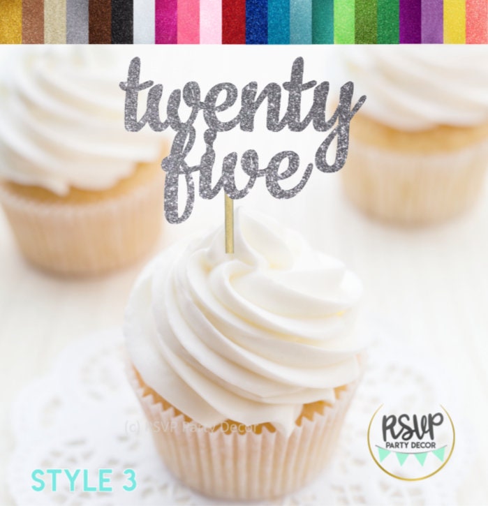 Number 25 Cupcake Toppers Twenty Five Food Picks 25th | Etsy