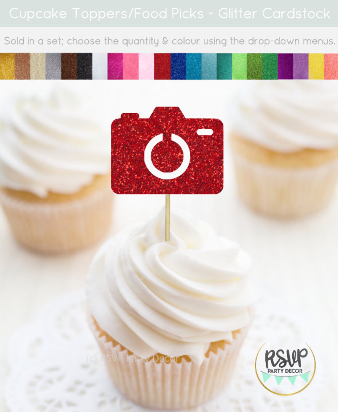 Camera Cupcake Toppers Photography Party Decorations Camera - Etsy