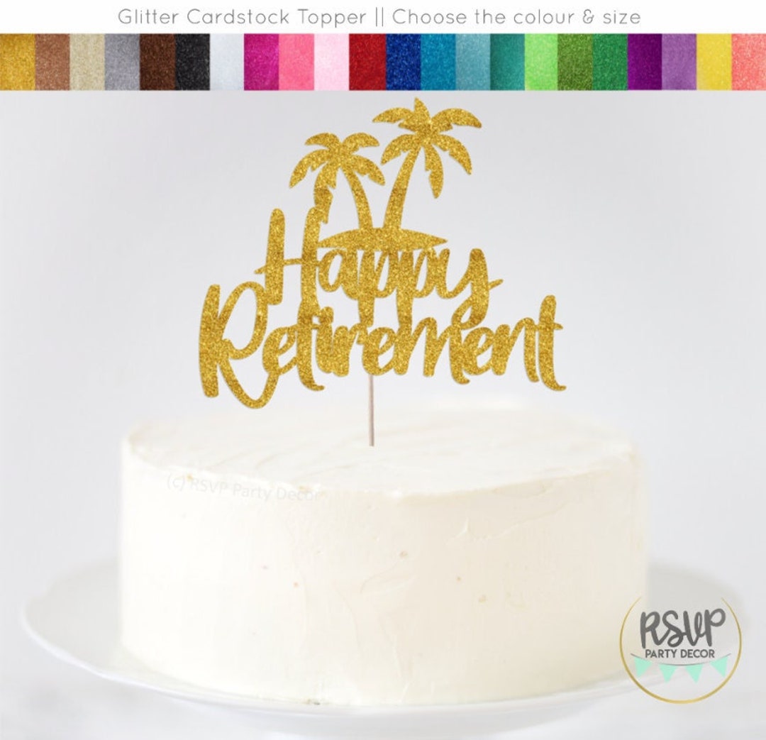 Tropical Happy Retirement Cake Topper, Beach Retirement Cake Topper ...