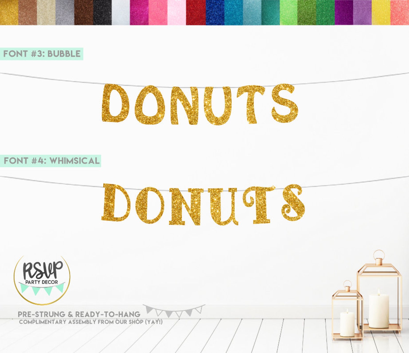 Donuts Banner, Glitter Donuts Sign, Donut Bar Banner, Donut Station ...