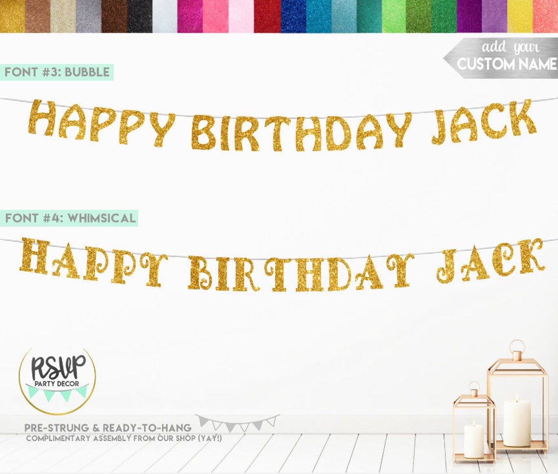 Custom Happy Birthday Banner Happy Birthday Name Sign - Etsy