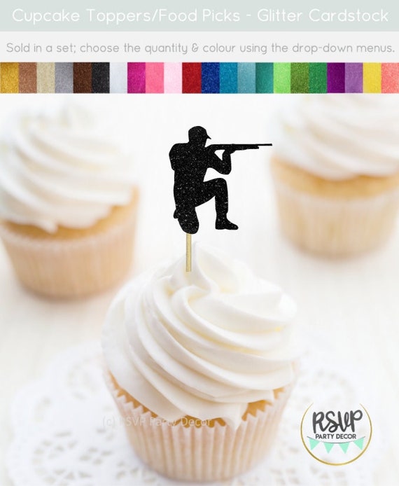 Hunter Cupcake Toppers, Hunting Food Picks, Hunting Man Birthday Party ...
