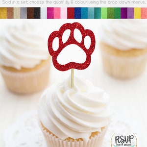 Paw Print Cupcake Toppers, Puppy Cupcake Toppers, Dog Food Picks, Kitty ...