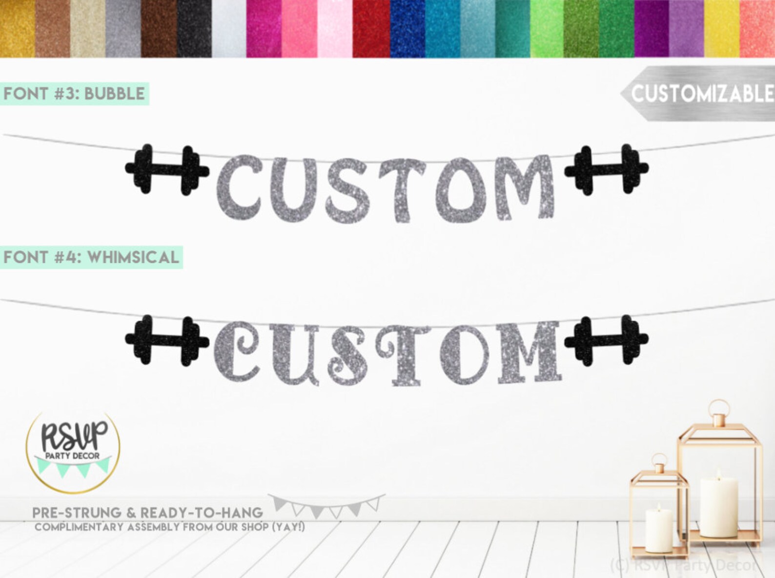 Custom Dumbbell Banner Fitness Party Decor Weightlifter | Etsy