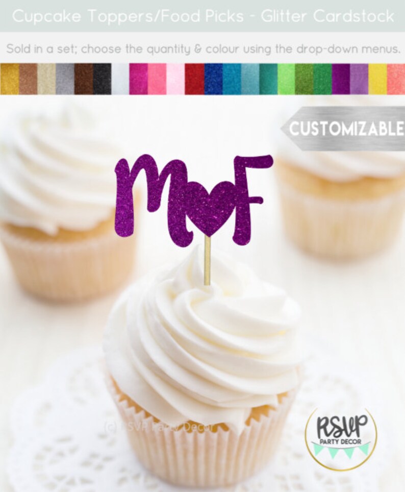 Custom 2 Initials Cupcake Toppers Letter Cupcake Toppers with | Etsy