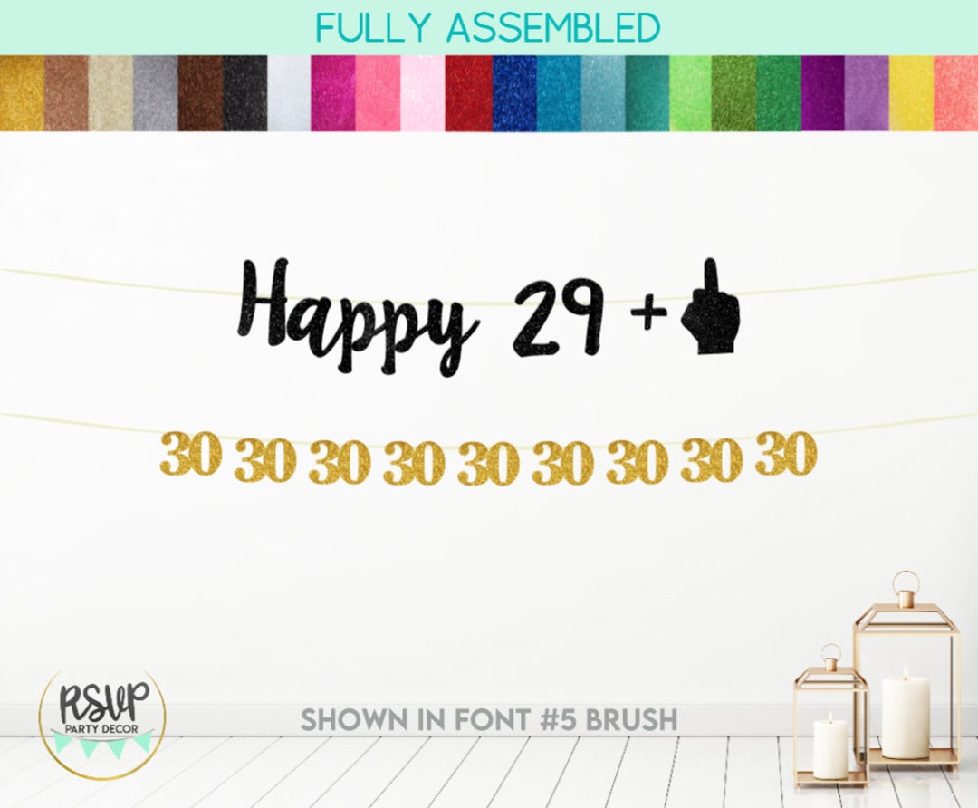 Happy 29 + 1 Banner, 30 Garland, Funny 30th Birthday Party Decor ...