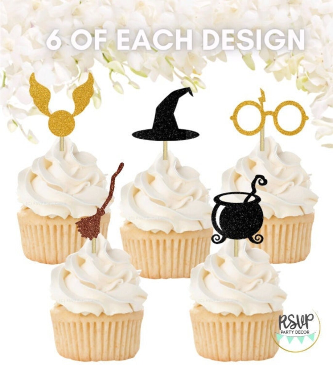 30 PCS Wizard Cupcake Toppers, Wizard Food Picks, Witch Party ...