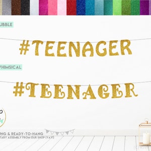 Hashtag Teenager Banner, #teenager Sign, 13th Birthday Party ...